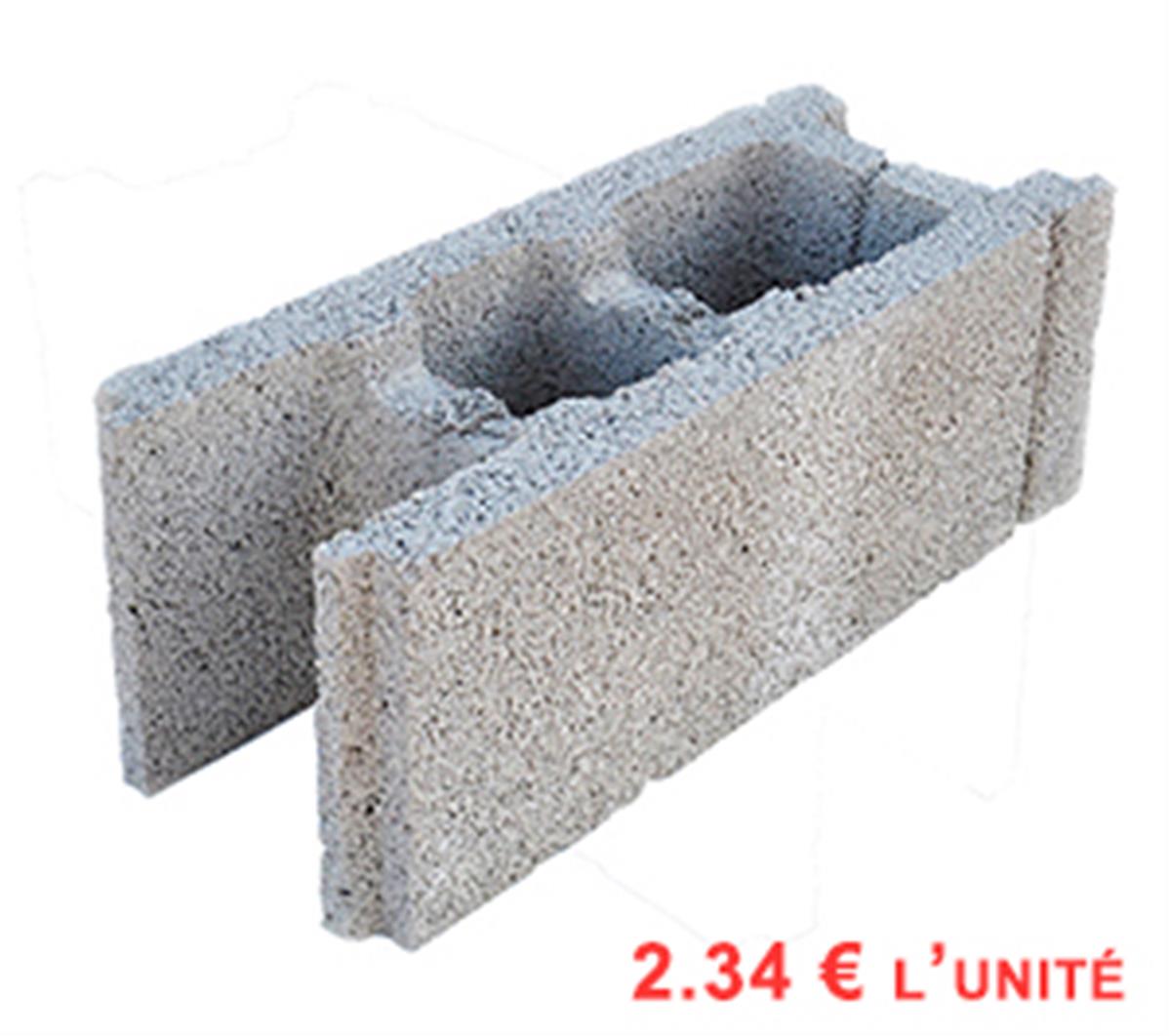 1 Palette - 70 Blocs à bancher - 20x20x50 cm